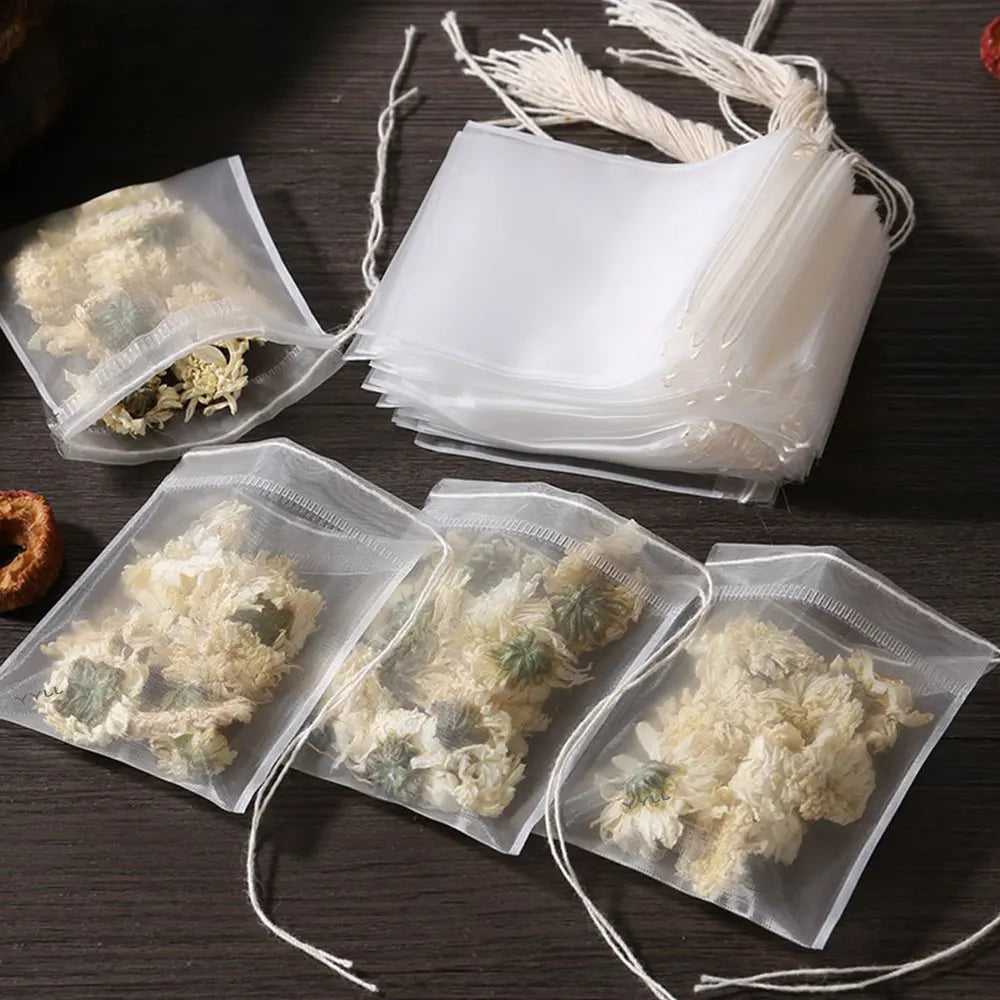 100-Piece Disposable Tea Bag Filter Bags with Drawstring Closure | Foo ...