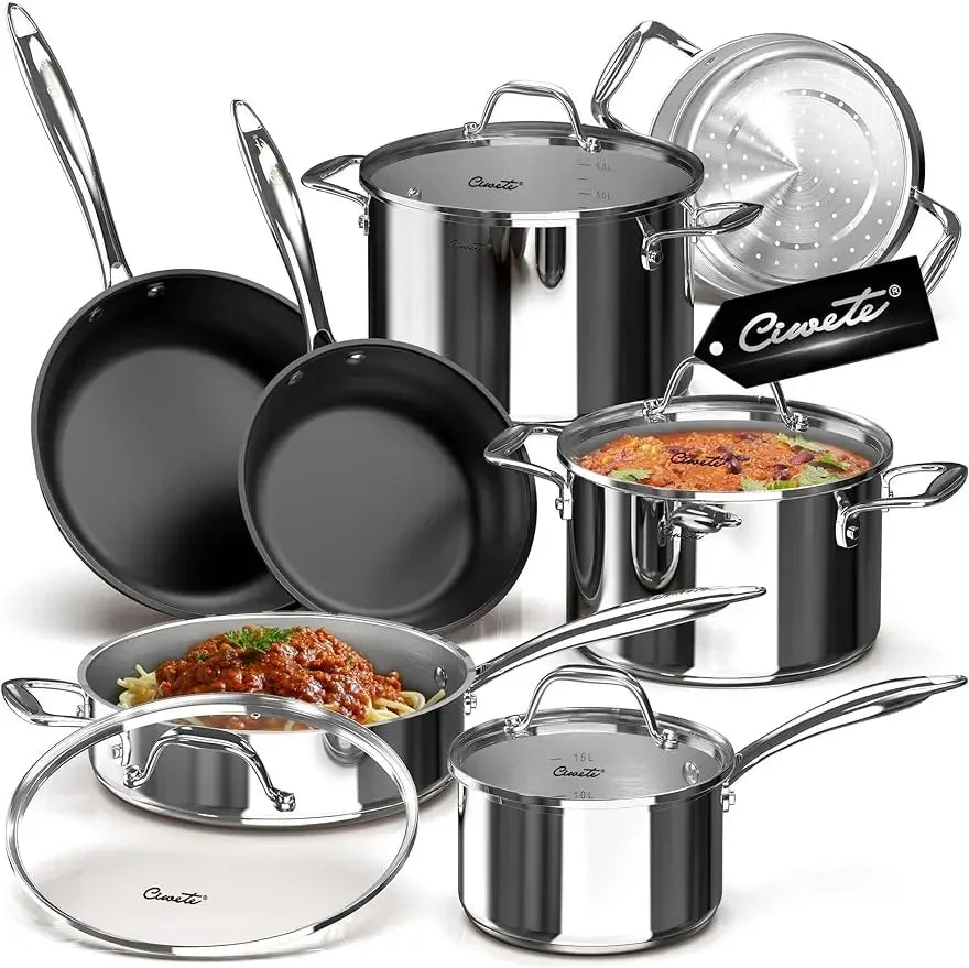 Ciwete 11-Piece Stainless Steel Cookware Set | Non-Stick & Induction ...